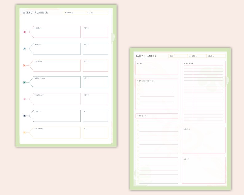 Daily Planner Printable Undated Hourly Planner Daily - Etsy