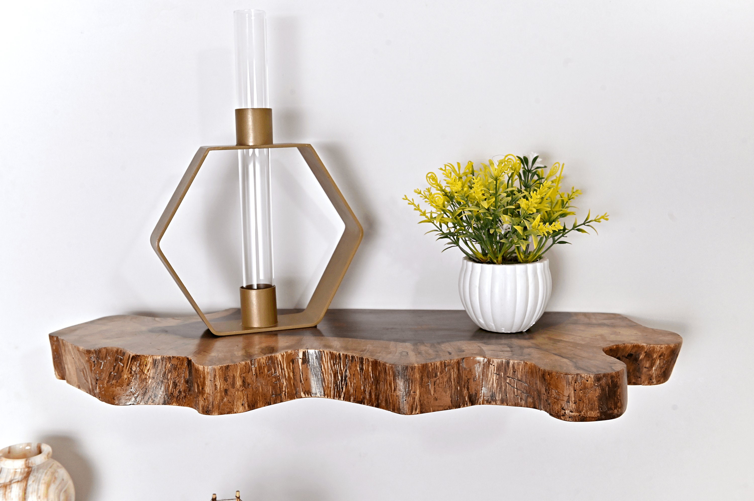 Natural Wood Live Edge Shelf Rustic Handcrafted Floating Display Shelf ...