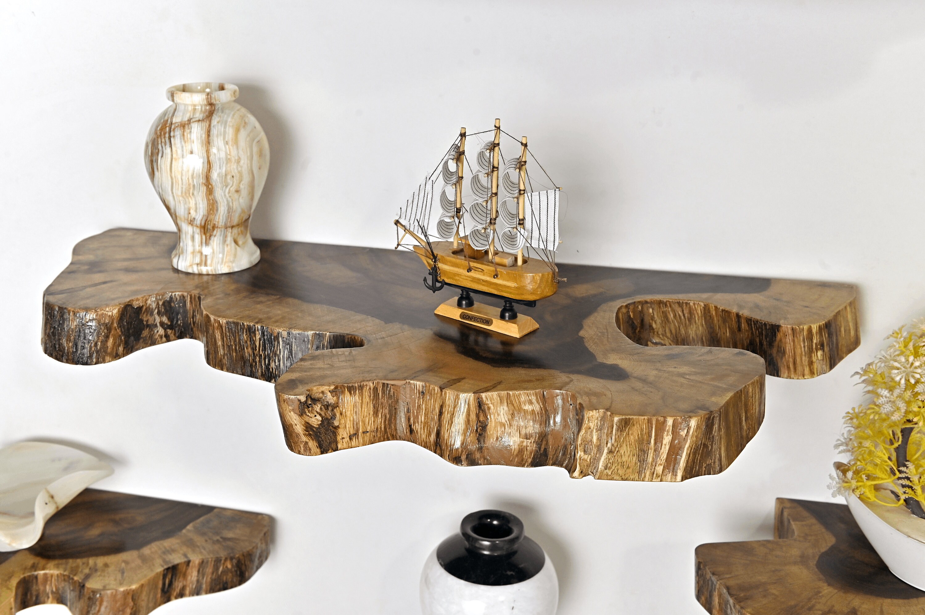 Natural Wood Live Edge Shelf Rustic Handcrafted Floating Display Shelf ...