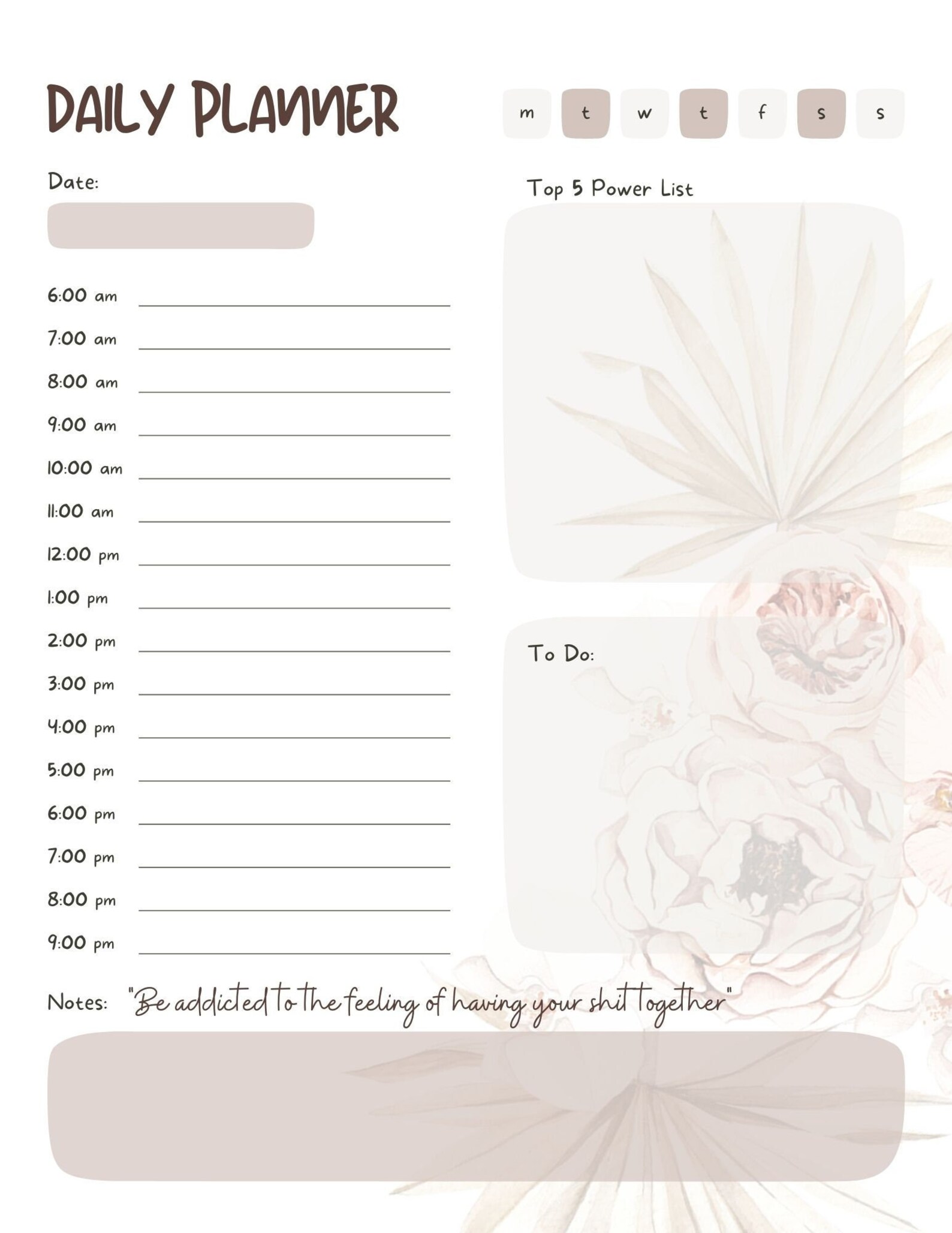 24 Hour Daily Planner Printable/digital, Hourly Planner, Power List ...