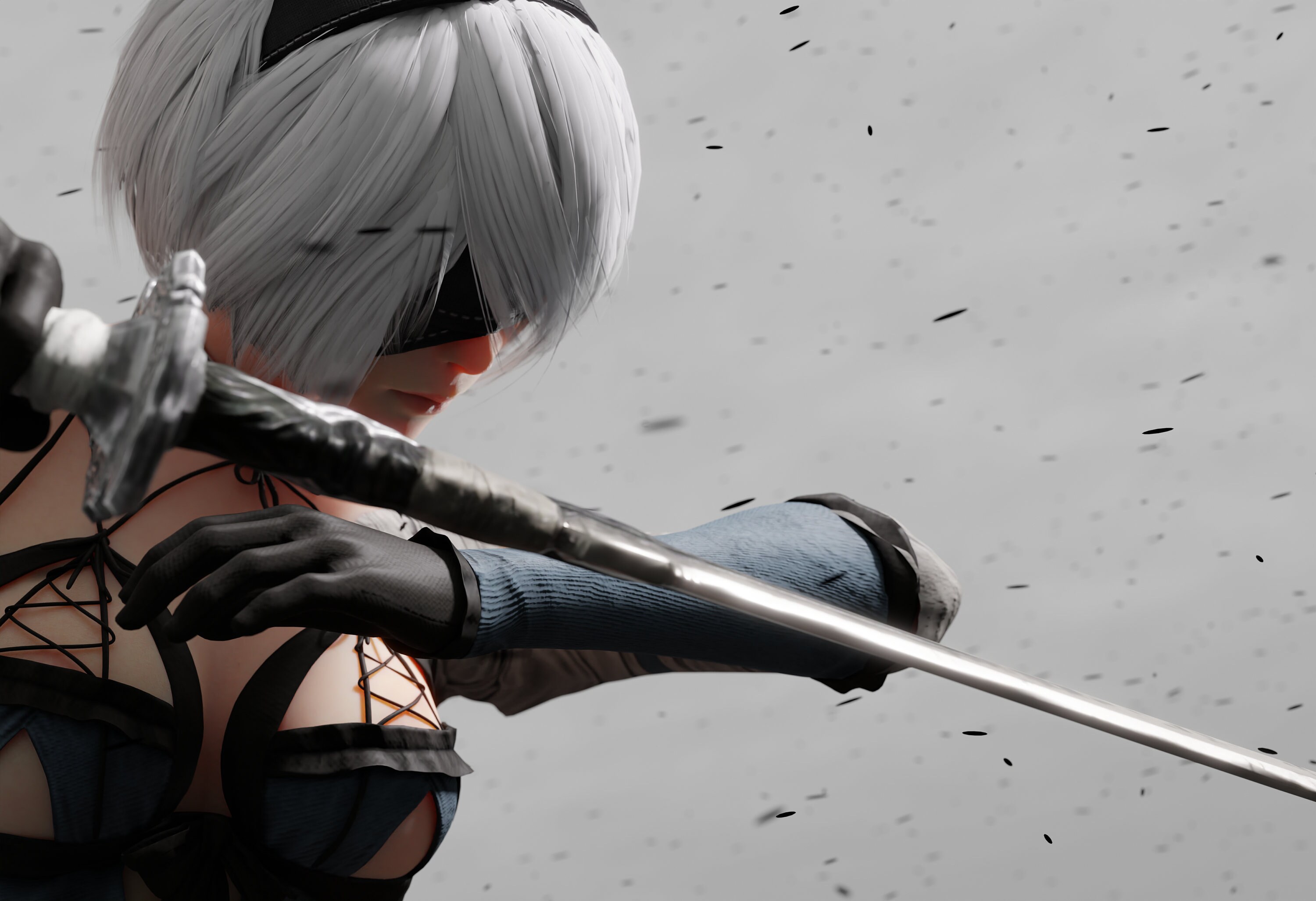 Nier Automata 2B Battle Poster 4K Wallpaper, Wall Art, Nier Replicant ...