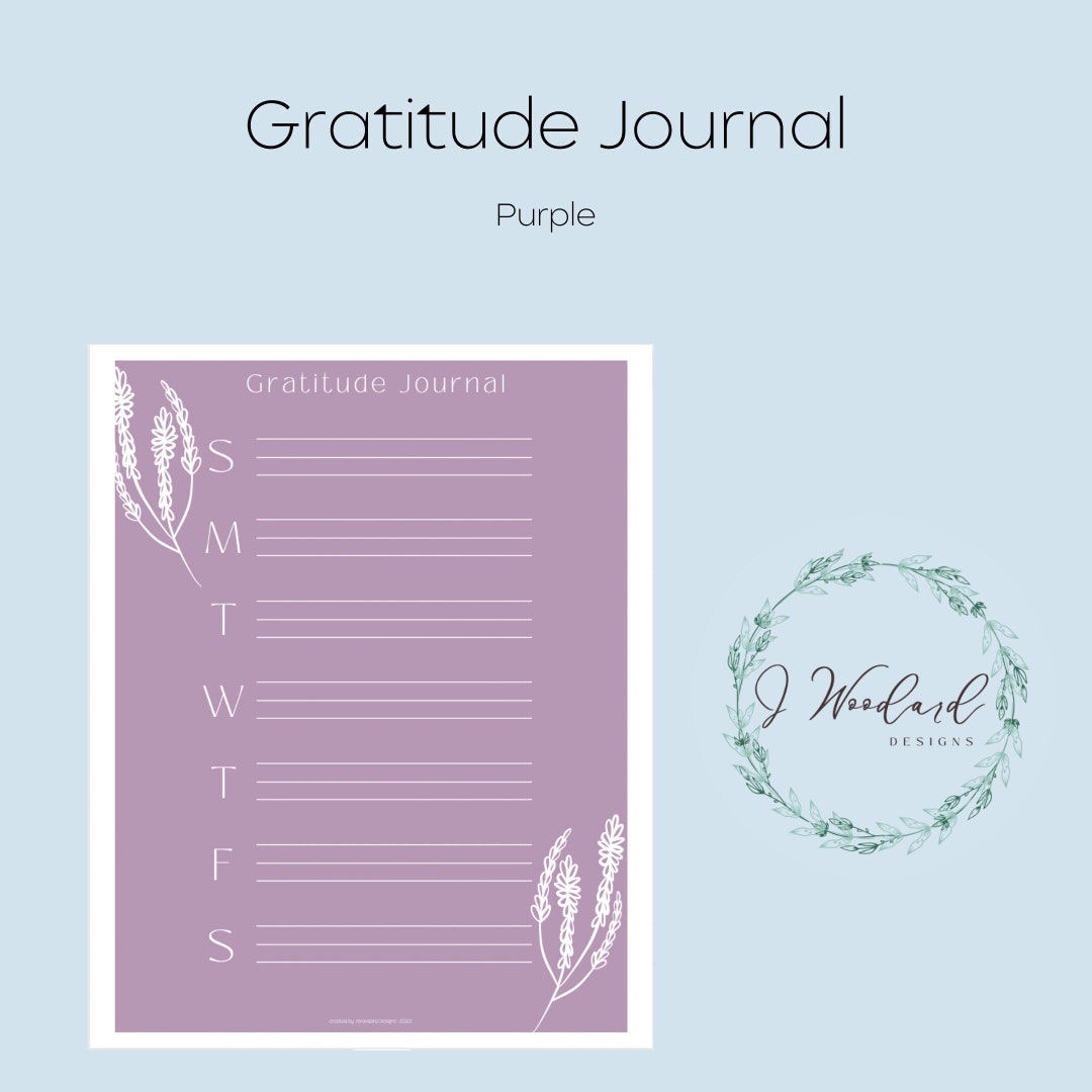 Printable Weekly Gratitude Journal Purple - Etsy