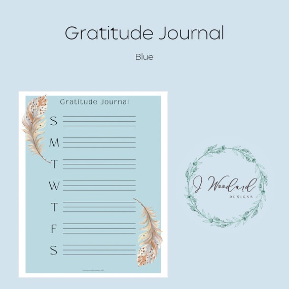 Printable Weekly Gratitude Journal Blue - Etsy