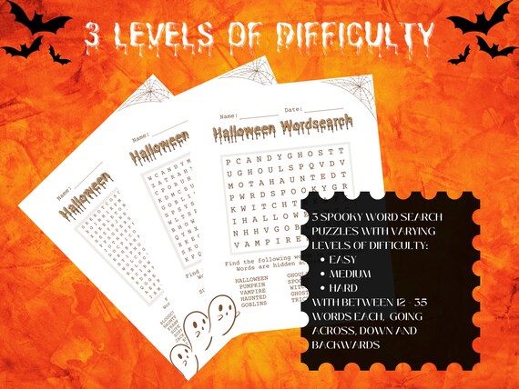 Hard Halloween Word Search Puzzles