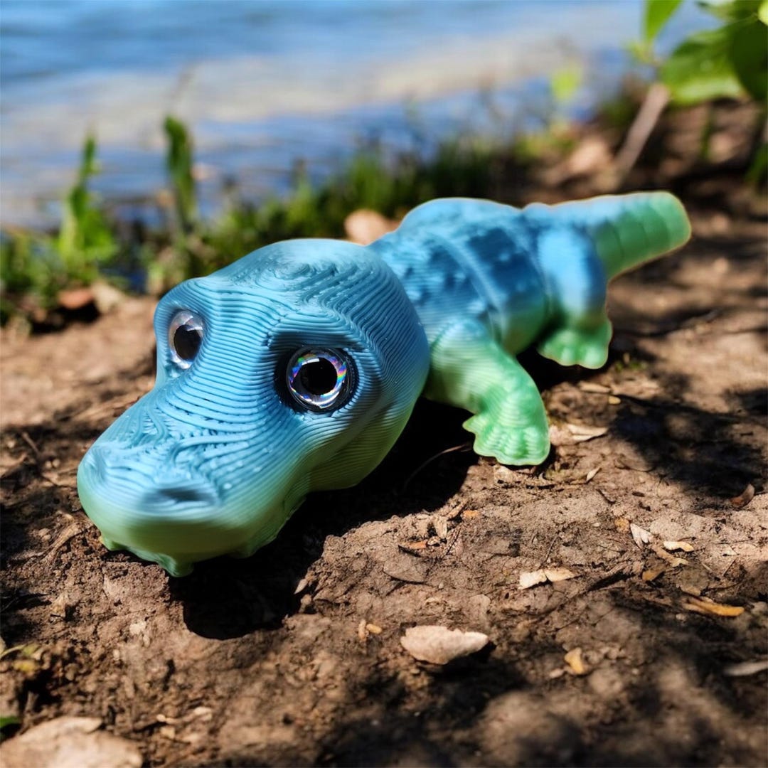 Cute Alligator Toy • Flexible Fidget Reptile • 3D Printed Desk Pet for ...