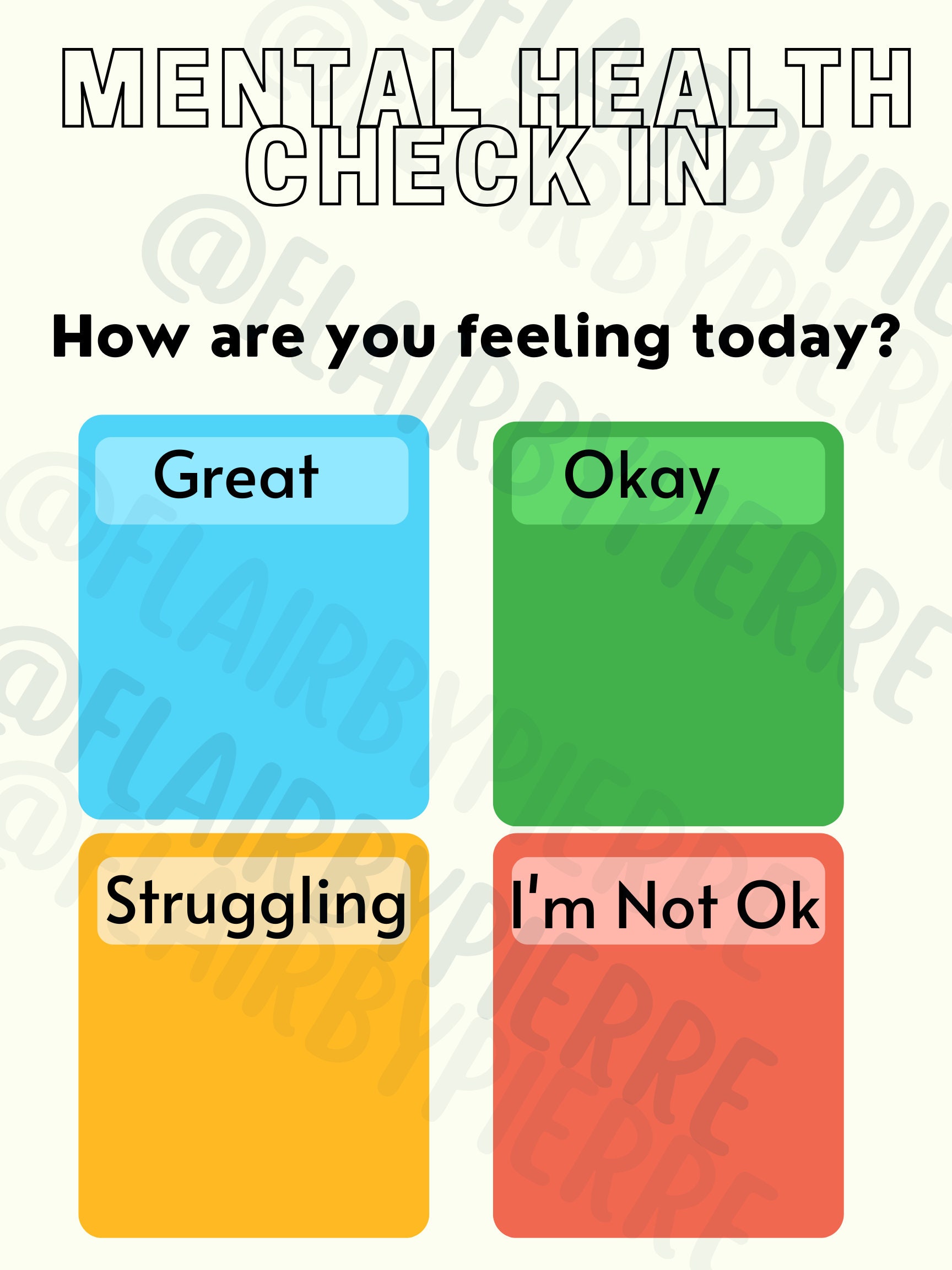 Mental Health Check-in Poster: Social Worker Office Decor (digital ...