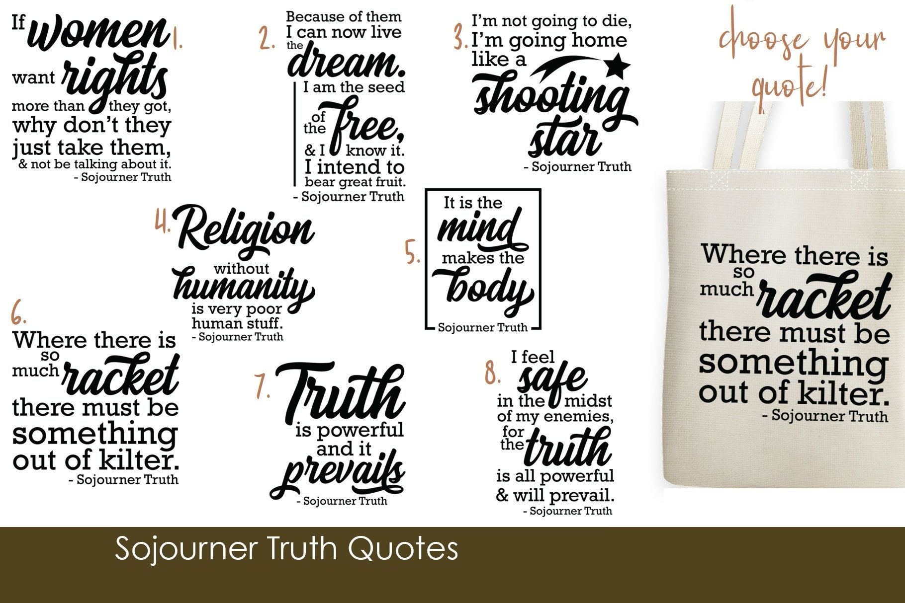 Sojourner Truth Quotes Tote Bags! | Black History Month | Gifts for ...