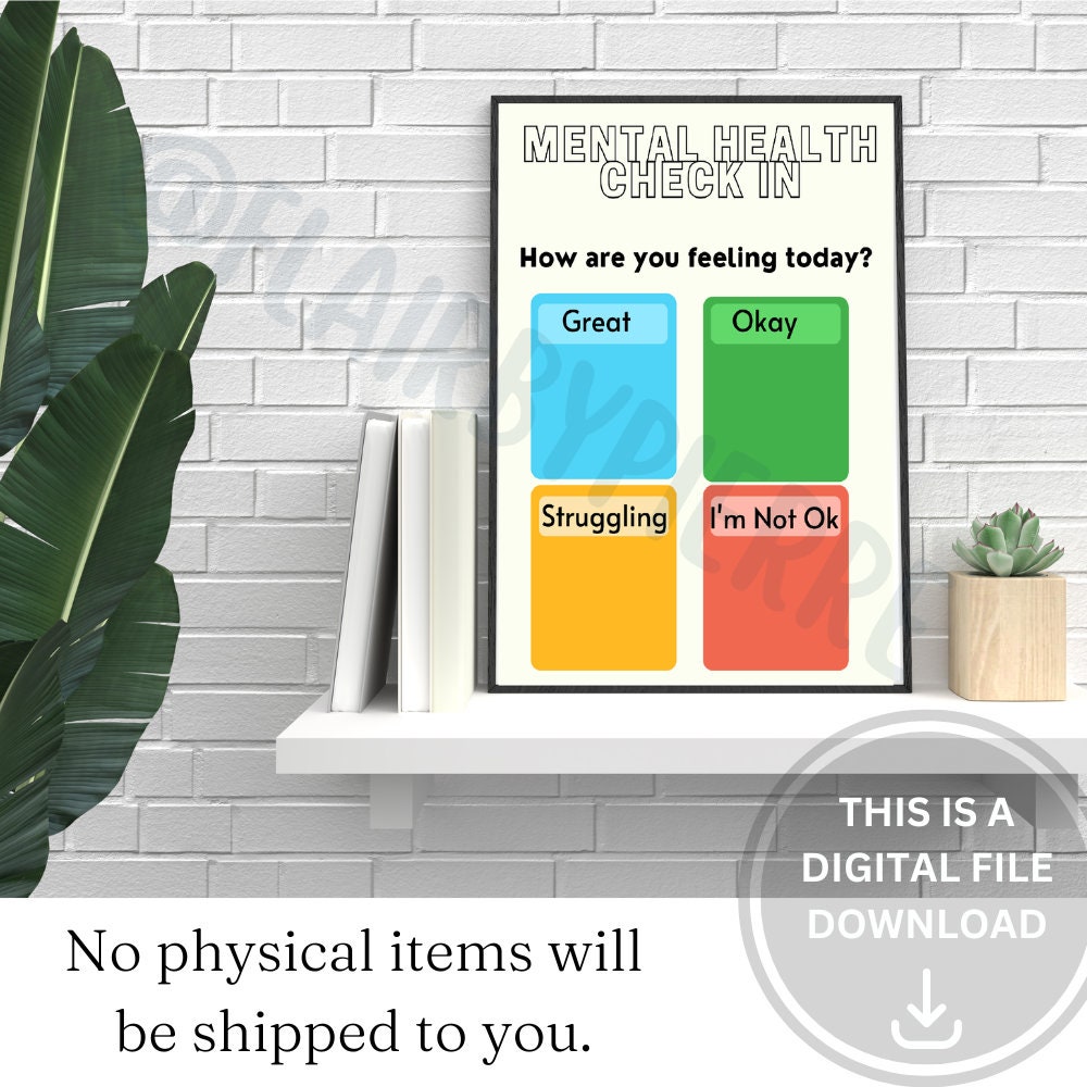 Mental Health Check in Poster | MSW Social Work Poster | School Social ...