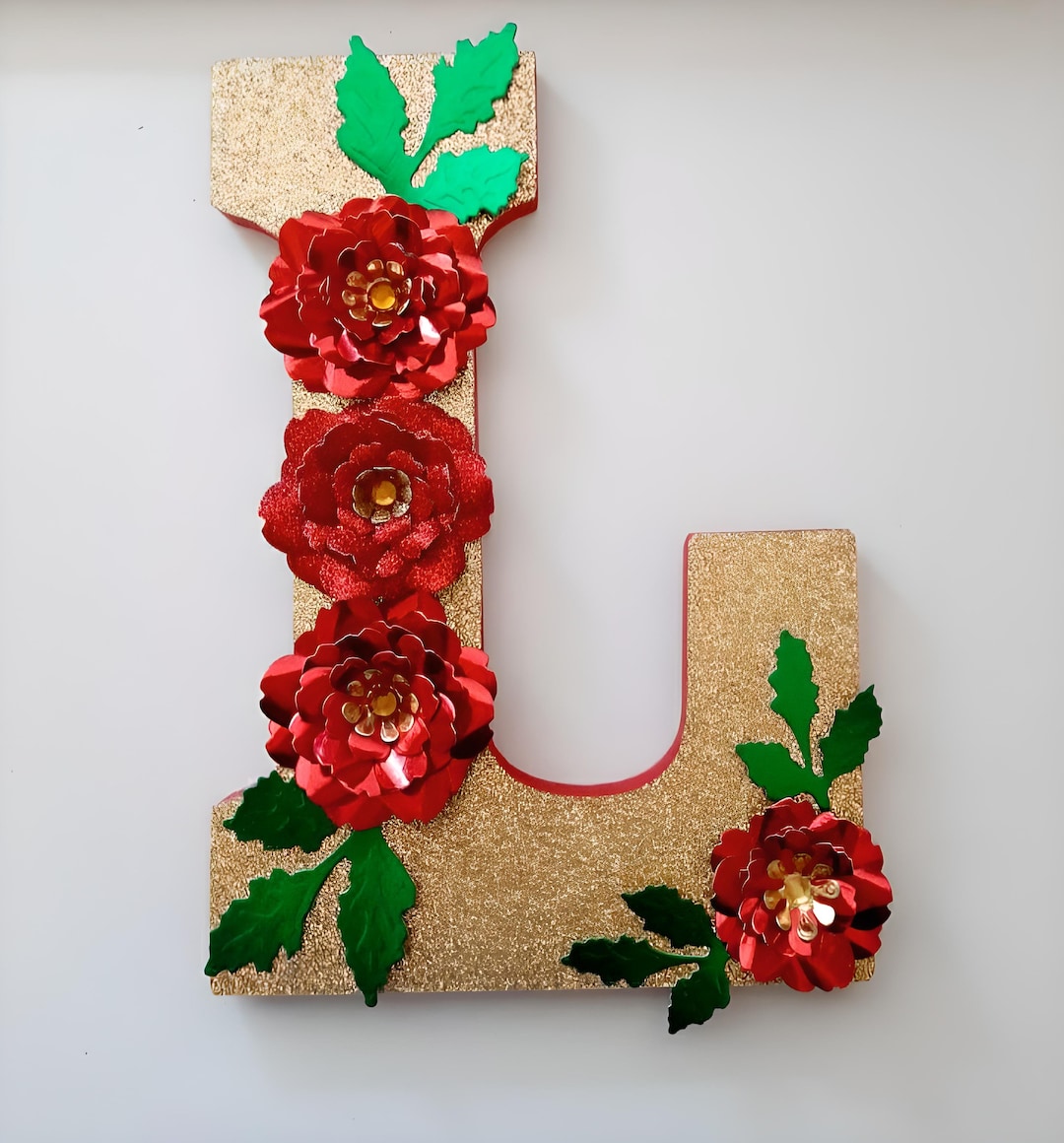 Roses and Glitter Letters - Etsy