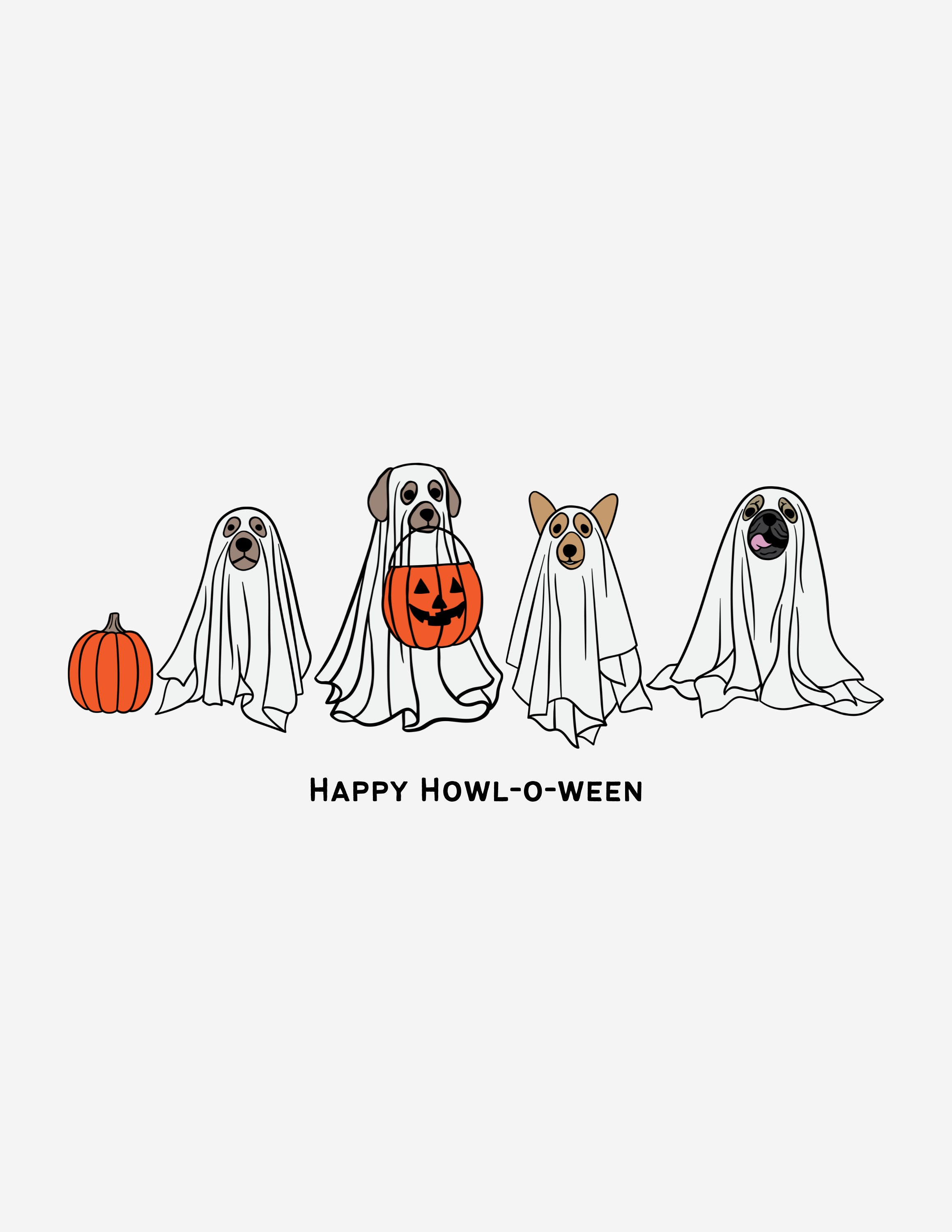 Happy Howl-o-ween Ghost Dogs Digital Print Halloween PNG PDF Files for ...