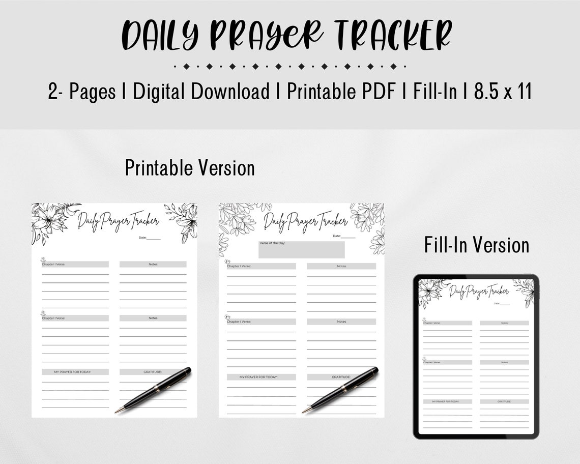 Daily Prayer Tracker, Printable PDF, Fill-in, Studying Scriptures ...