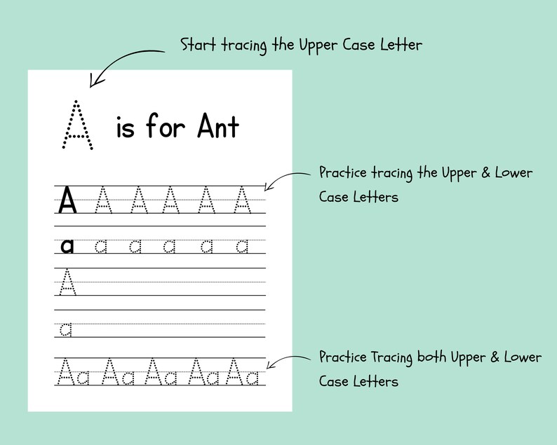 26 Alphabet Letter Tracing Printable Worksheets, Upper & Lower Case ...