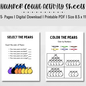 Number Count Activity Sheets Children Learning How to Count and Color ...