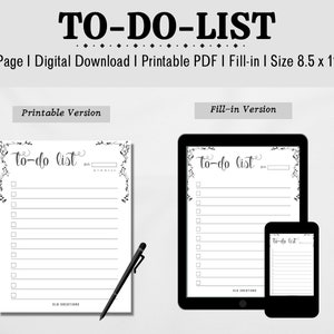 TO DO LIST: Printable, Fill In, Managing Time, Prioritize, Organize, - Etsy