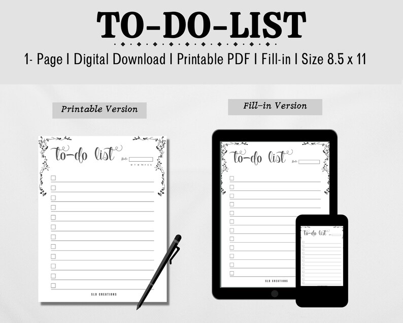 TO DO LIST: Printable, Fill In, Managing Time, Prioritize, Organize, - Etsy