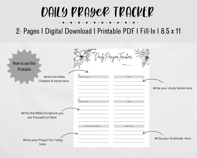 Daily Prayer Tracker Printable PDF Fill-in Studying - Etsy