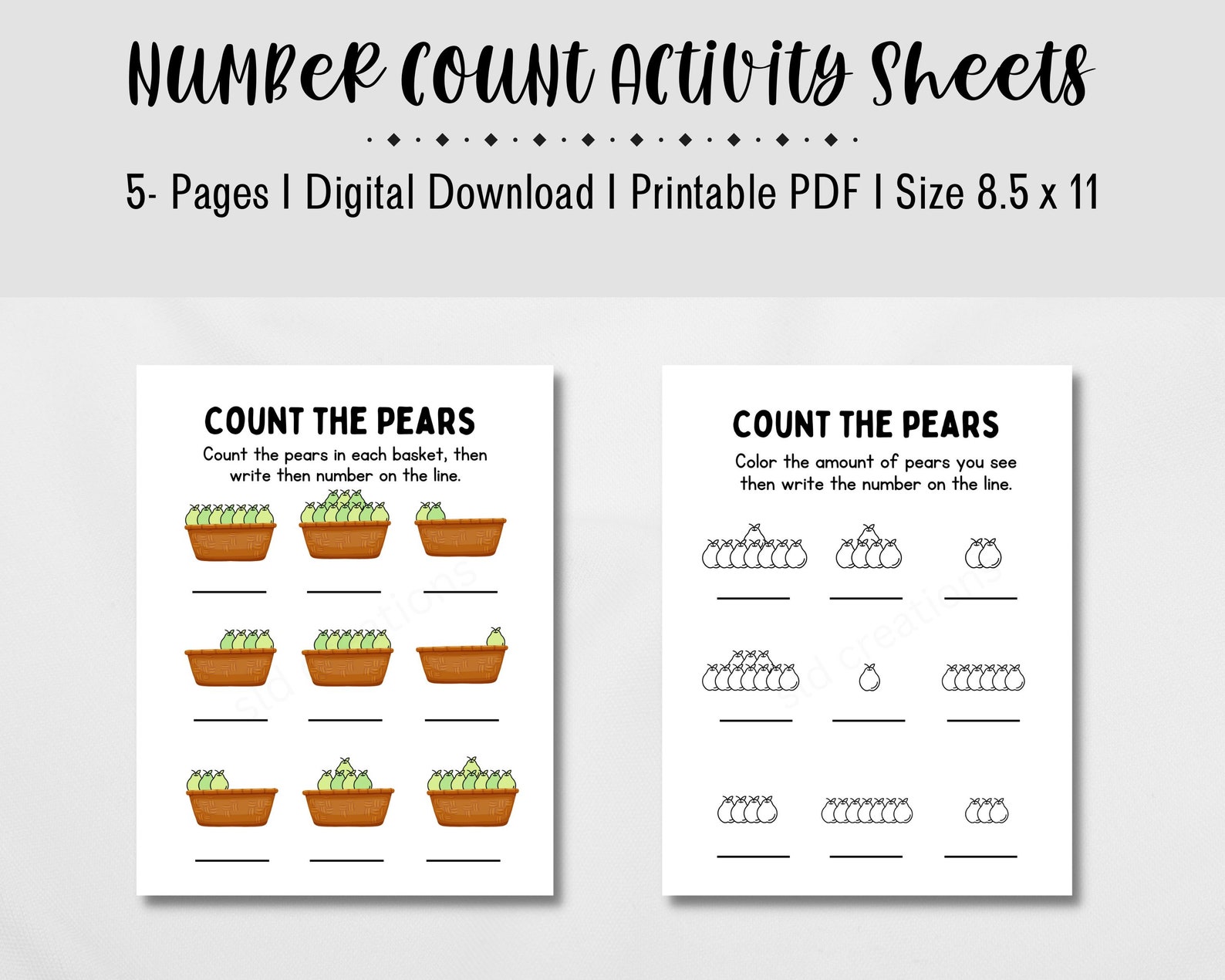 Number Count Activity Sheets Children Learning How to Count and Color ...