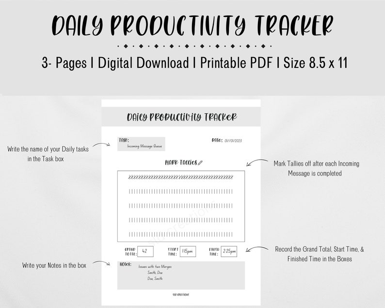 Daily Productivity Tracker Printable Sheets, Manage Time, Keep Track ...