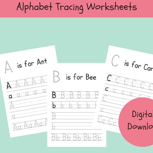 26 Alphabet Letter Tracing Printable Worksheets, Upper & Lower Case ...