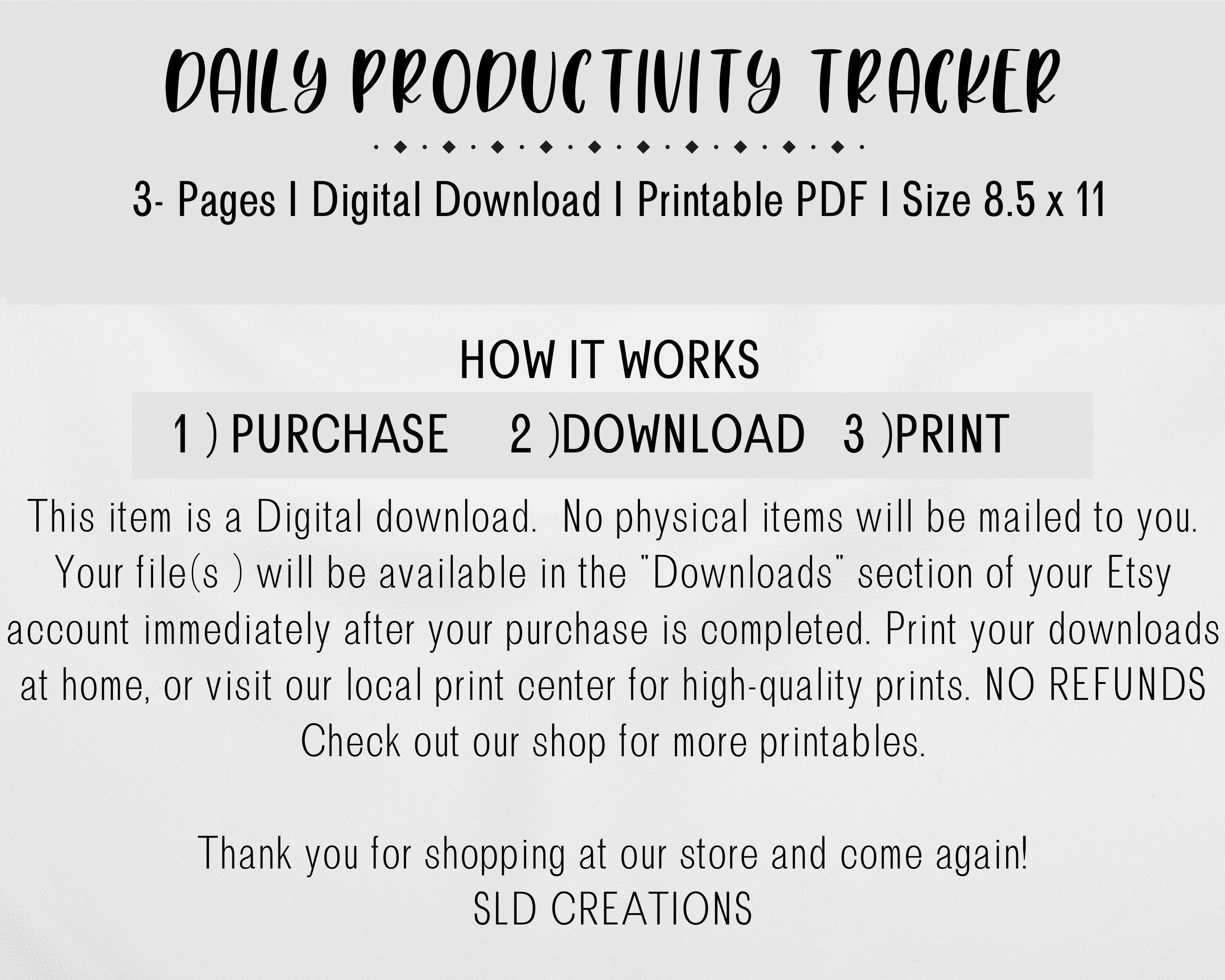 Daily Productivity Tracker Printable Sheets, Manage Time, Keep Track ...