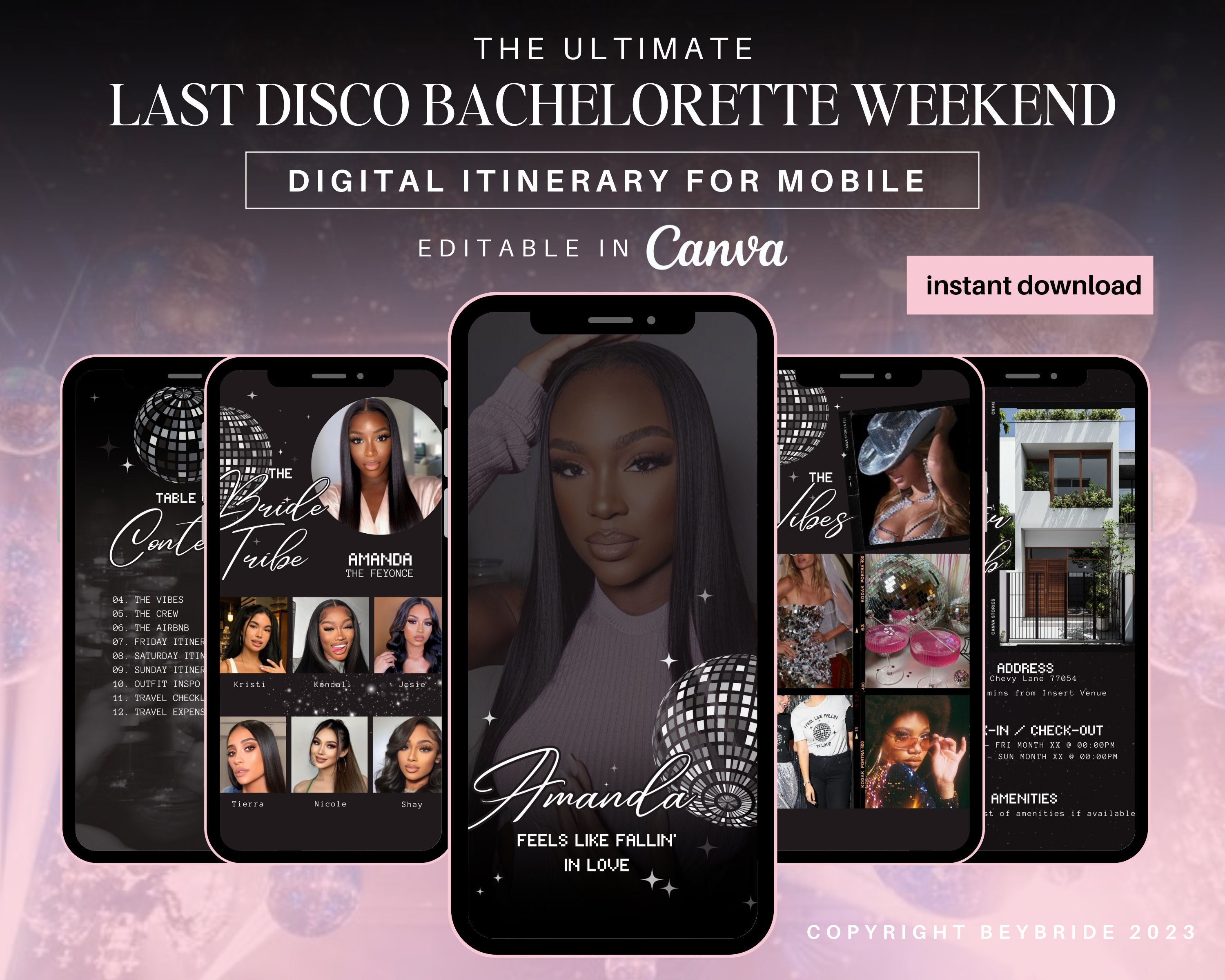 Last Disco / Feyonce Bachelorette Weekend Digital Itinerary Template ...