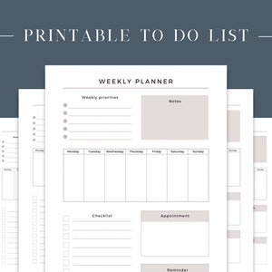 Weekly Planner Printable Minimalistic Task Lists to Do List - Etsy