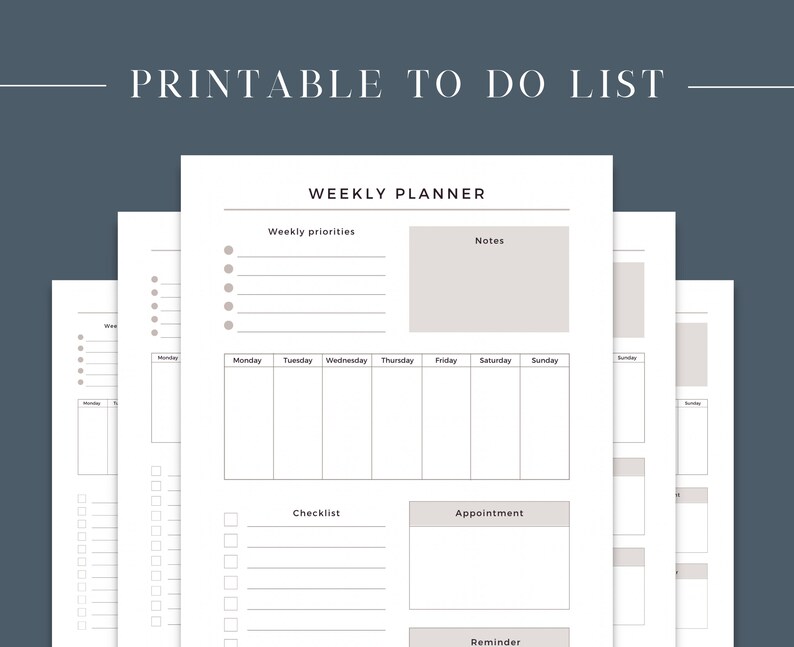 Weekly Planner Printable Minimalistic Task Lists to Do List - Etsy