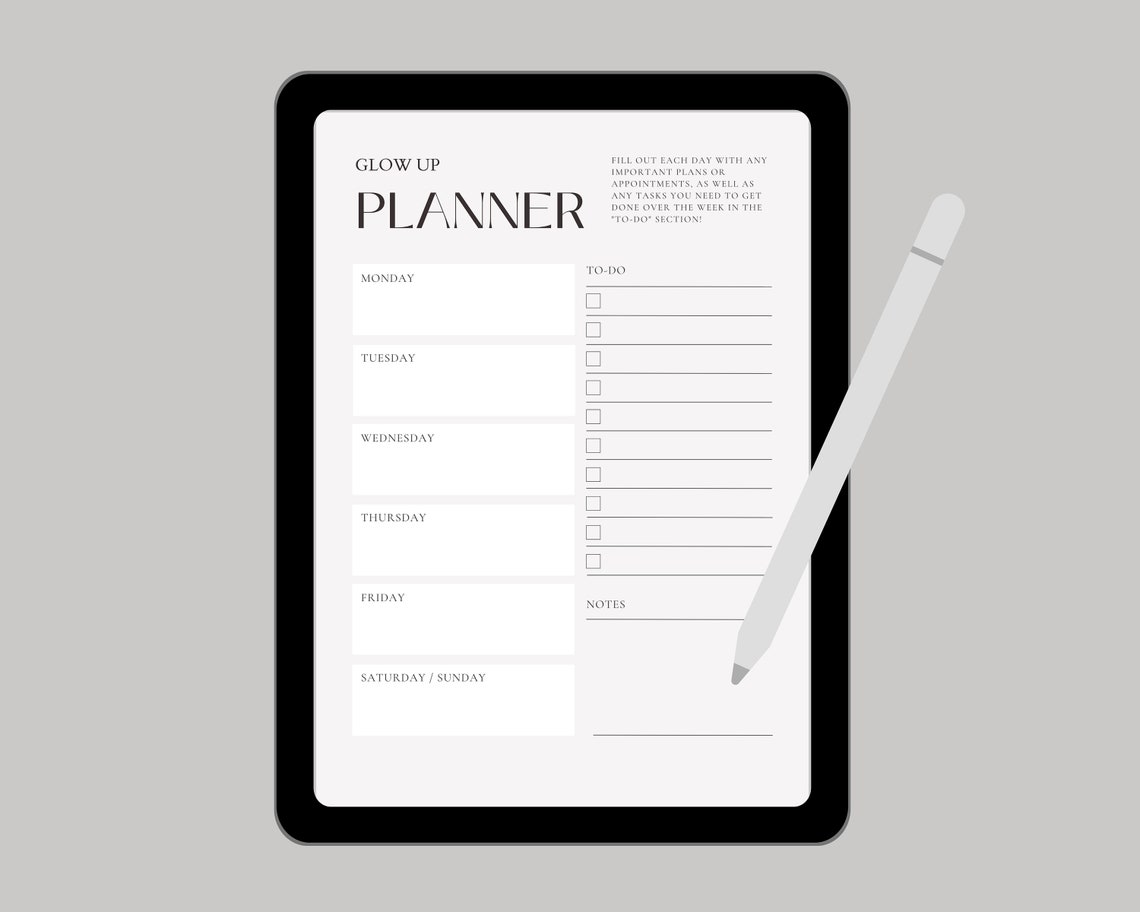 Digital Glow up Journal, Dream Girl Planner, Self Care Journal, iPad ...