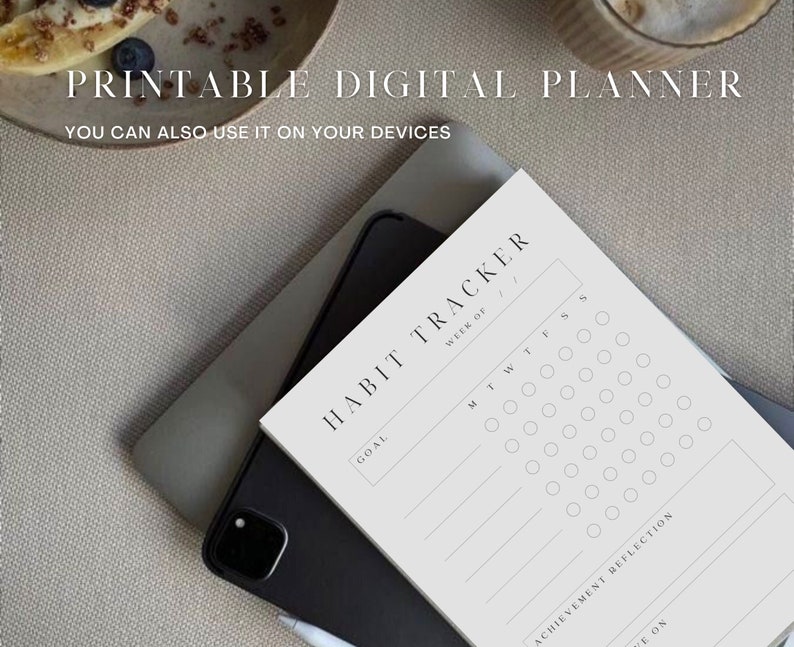 Habit Tracker Printable Planner, Digital Task Lists Instant Download ...