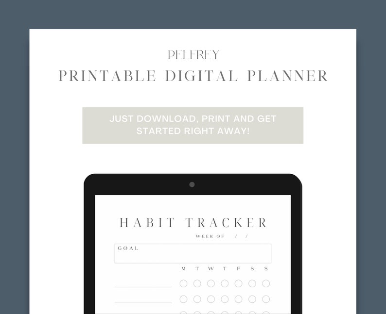 Habit Tracker Printable Planner, Digital Task Lists Instant Download ...