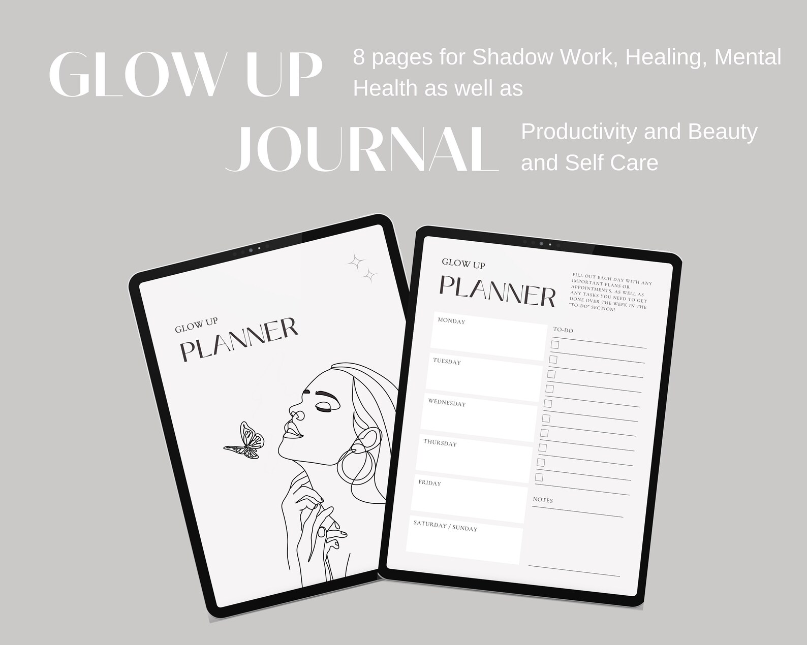 Digital Glow up Journal, Dream Girl Planner, Self Care Journal, iPad ...