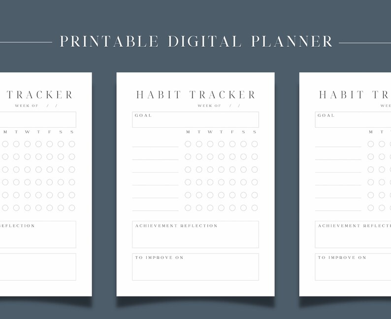 Habit Tracker Printable Planner, Digital Task Lists Instant Download ...