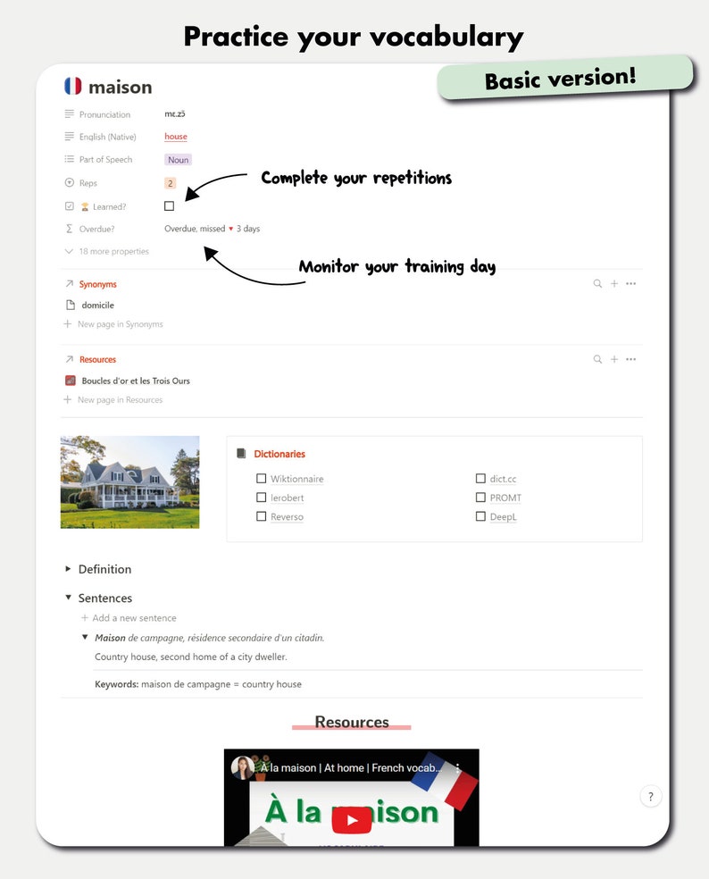 Language Learning Hub Notion Template Notion Planner Etsy 