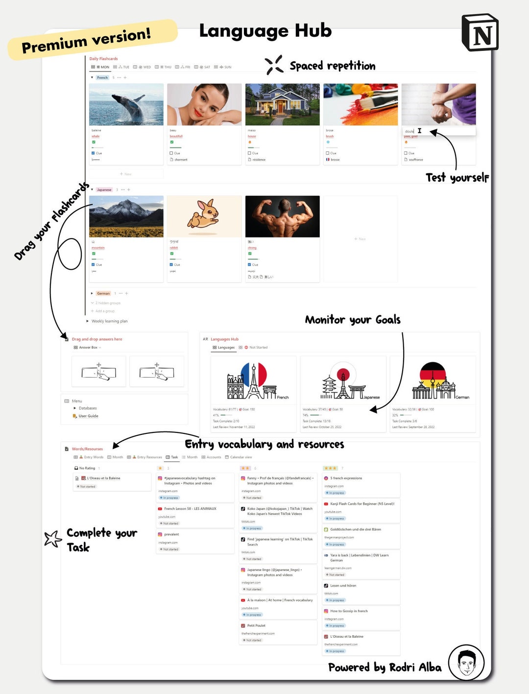 Language Learning Hub Notion Template Notion Planner - Etsy