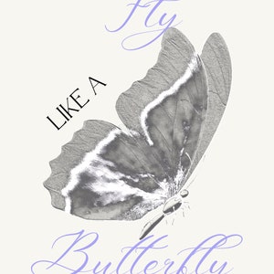 Set of 2 Digital Art Fly Like a Butterfly Sting Like a Bee Quote Wall ...