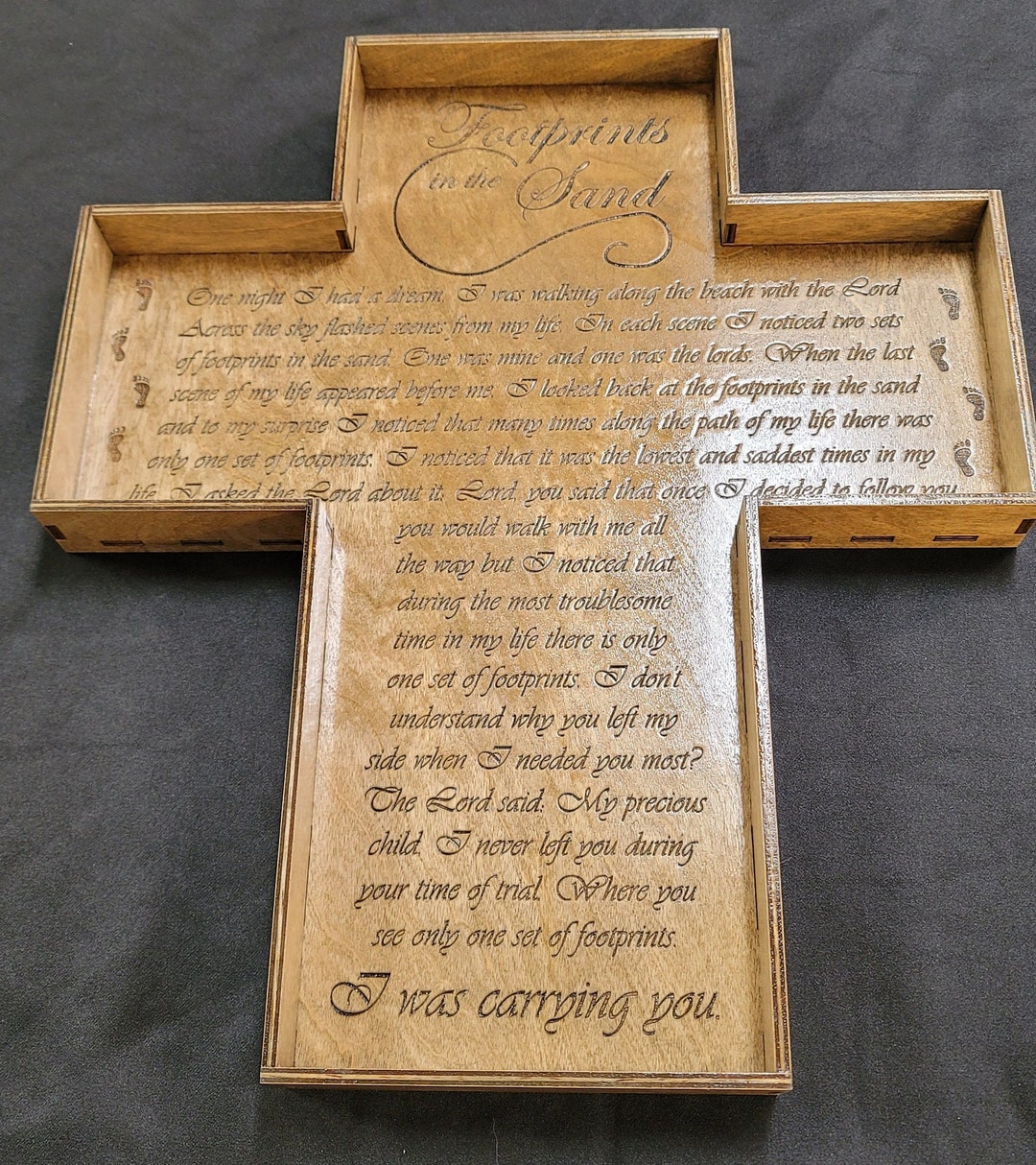 Wood Cross With Footprints in the Sand Poem - Etsy