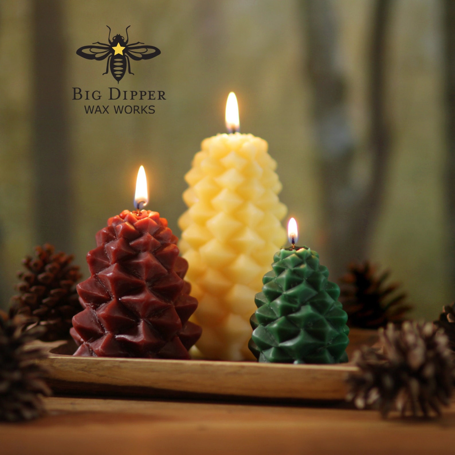 Beeswax Pinecone Candles Holiday Candles Log Cabin Decor Unique ...