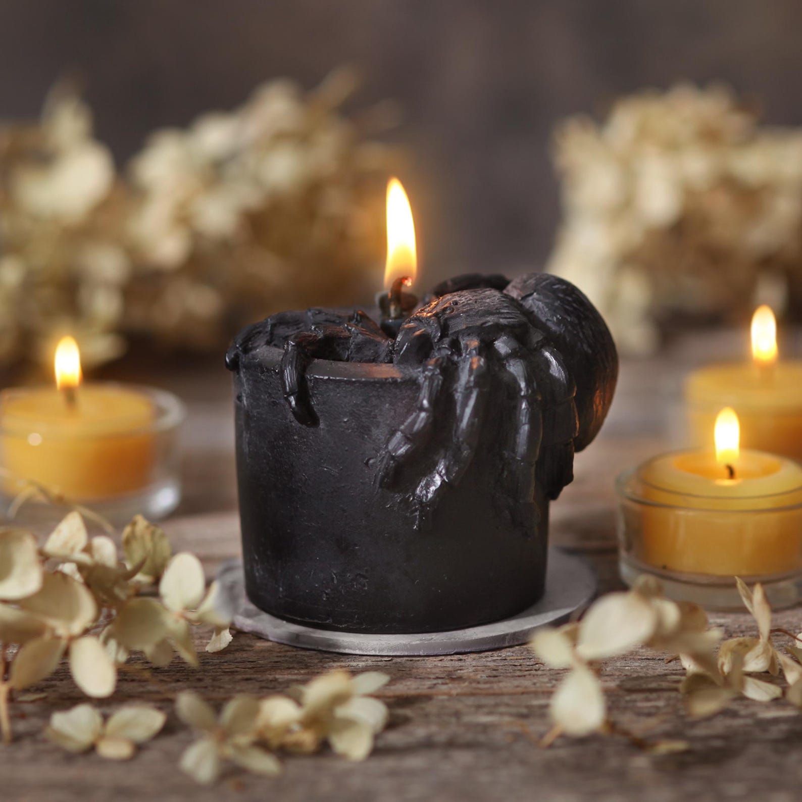 Beeswax Spider Pillar Decorative Candle Halloween Decoration Spooky ...