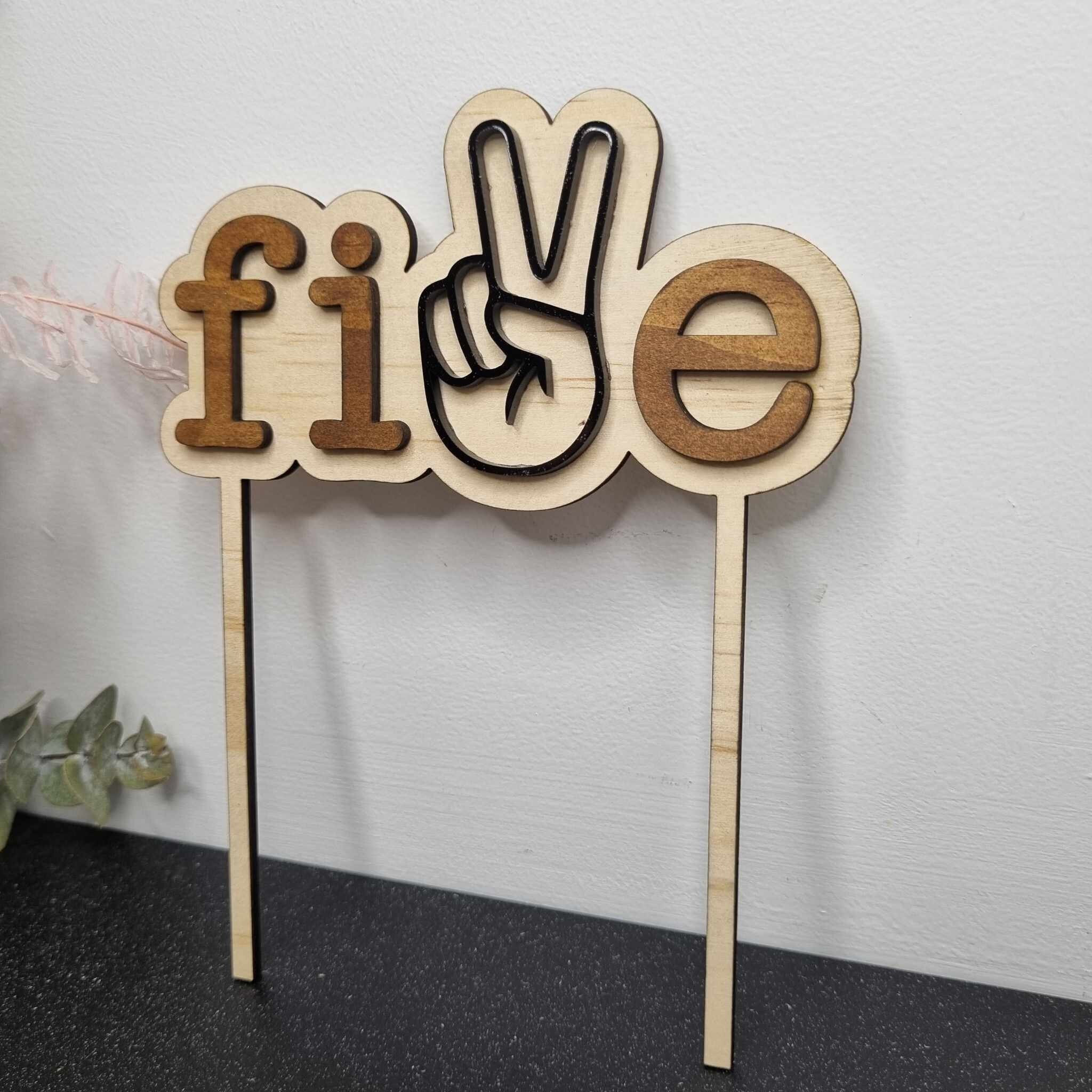 FIVE Peace Sign Cake Topper Acrylic Cake Topper 5th - Etsy