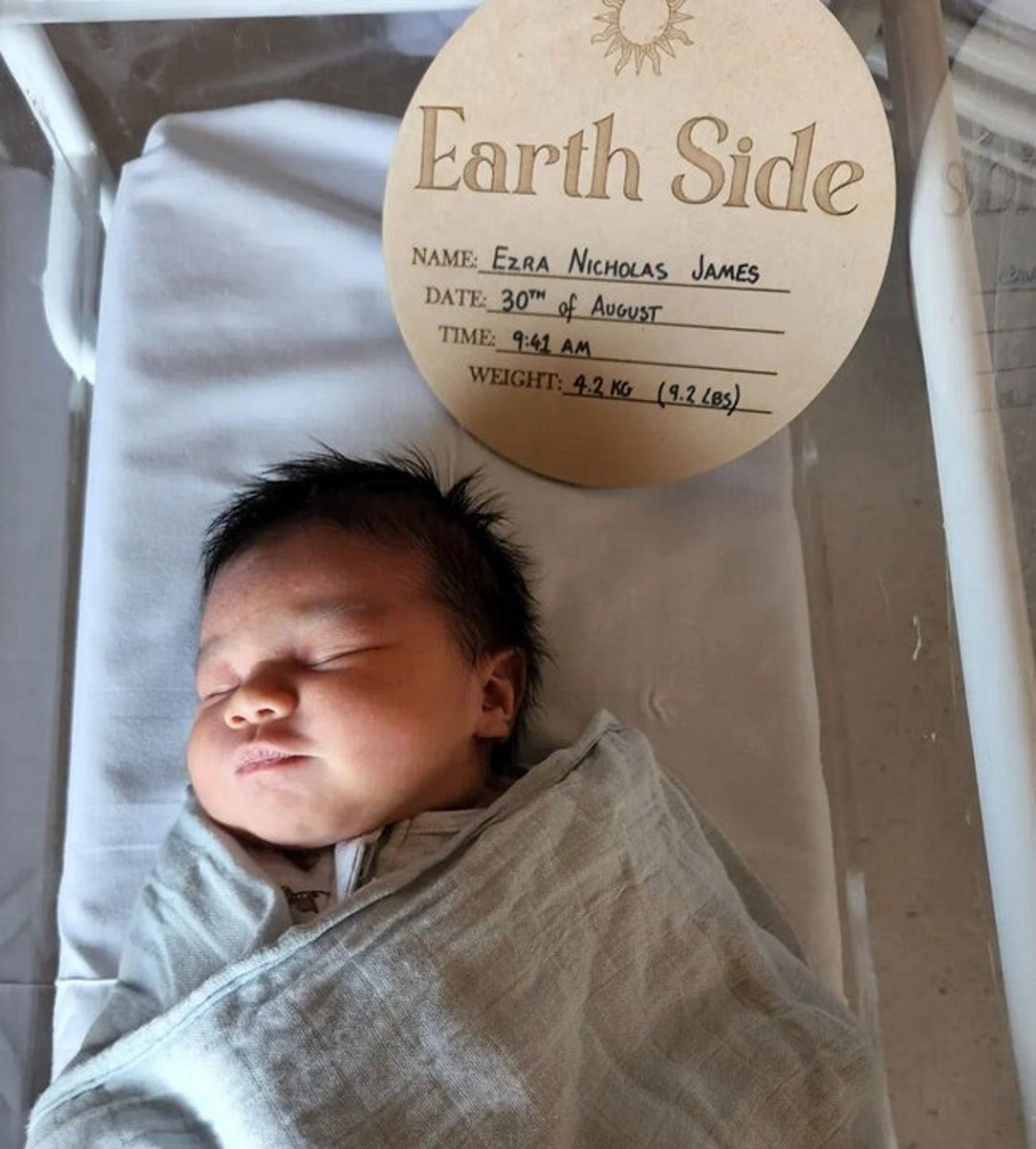 Welcome Earthside | Birth Announcement | Birth Details | Acrylic | Wood ...