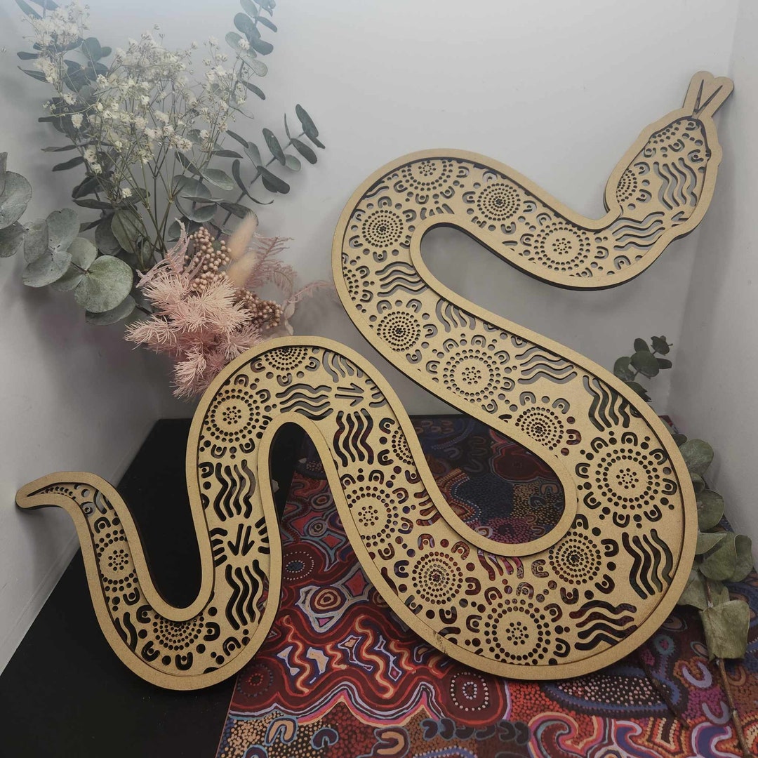 Indigenous Snake Rattan Style Boho Wall Art Totem Australia Animals ...