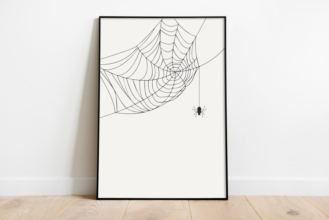 Spiderweb Printable Halloween Wall Sign Halloween Art Black & White ...
