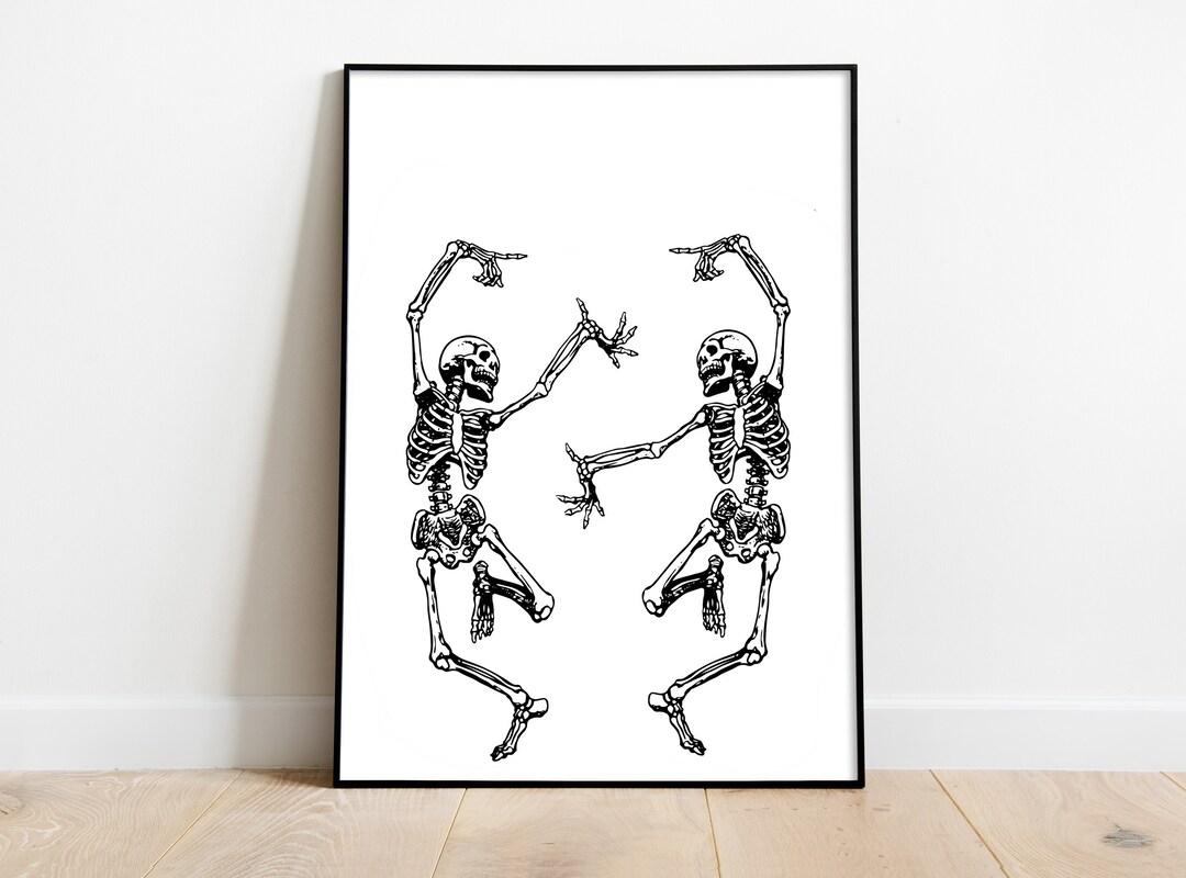 Dancing Skeletons Printable Halloween Wall Sign | Halloween Art | Boho ...