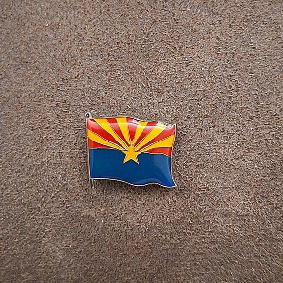 80s Arizona State Flag Gold Tone Enamel Pin - Gem