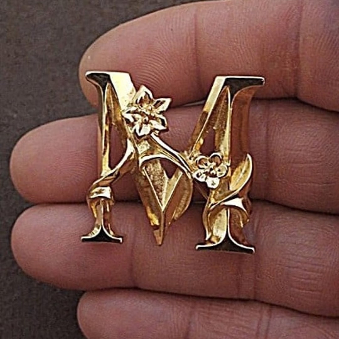 90s Floral Vine Initial Letter "m" Monogram Pin - Etsy