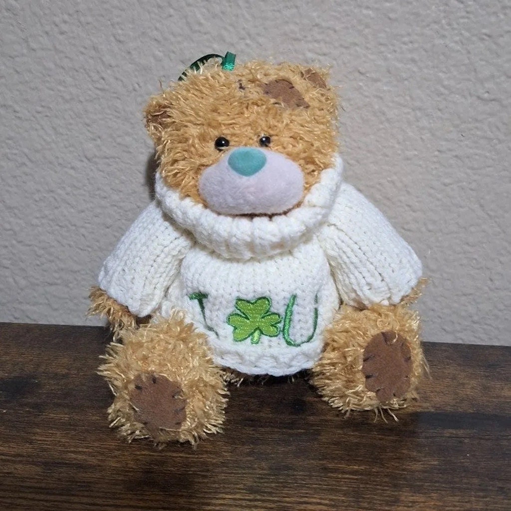 Irish Softies Teddy Bear Wearing 'I Clover Leaf U' Sweater Plus - Etsy