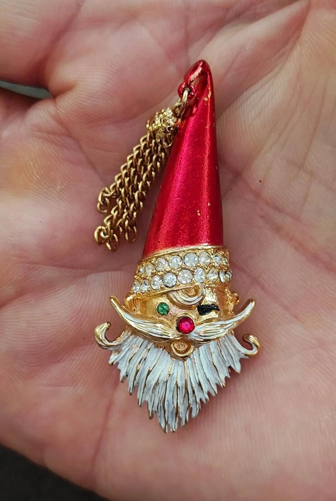 60’s Signed MYLU Winking Santa Claus With Chain Tassel Brooch - Etsy