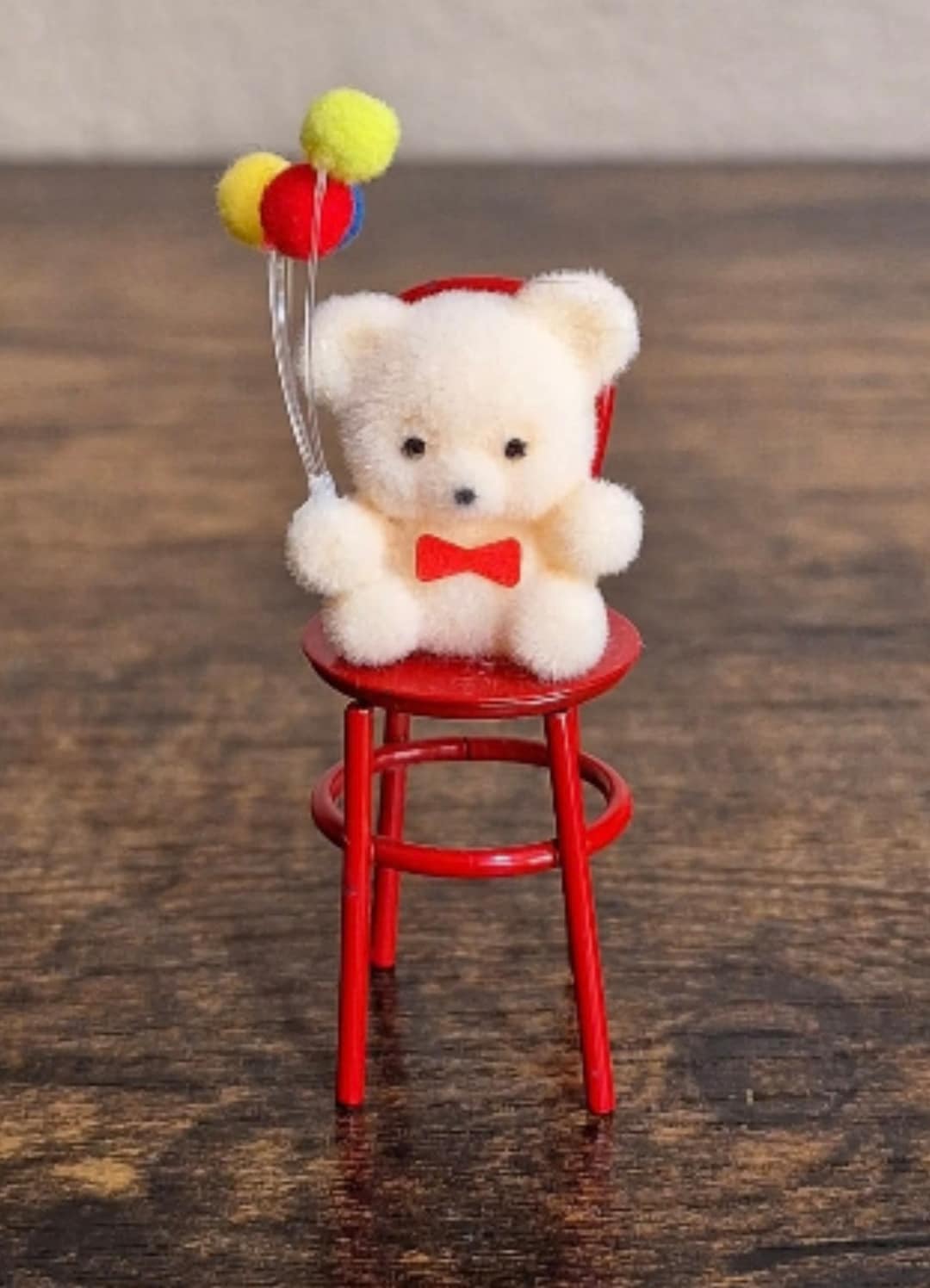 Russ Berrie 80s Fuzzy Flocked Tan Teddy Bear on Chair - Etsy