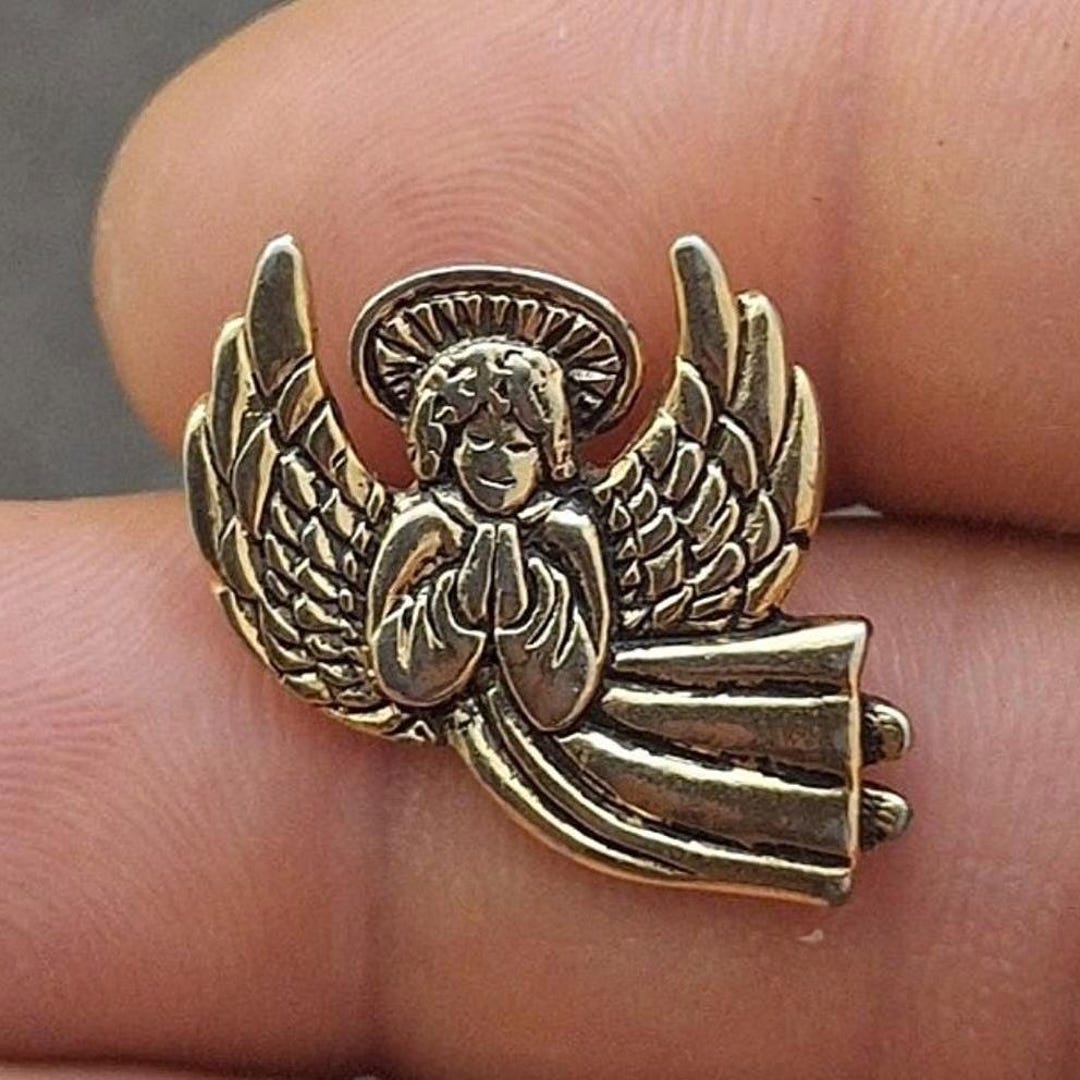 1980s Praying Angel Gold Tone Pin - Etsy