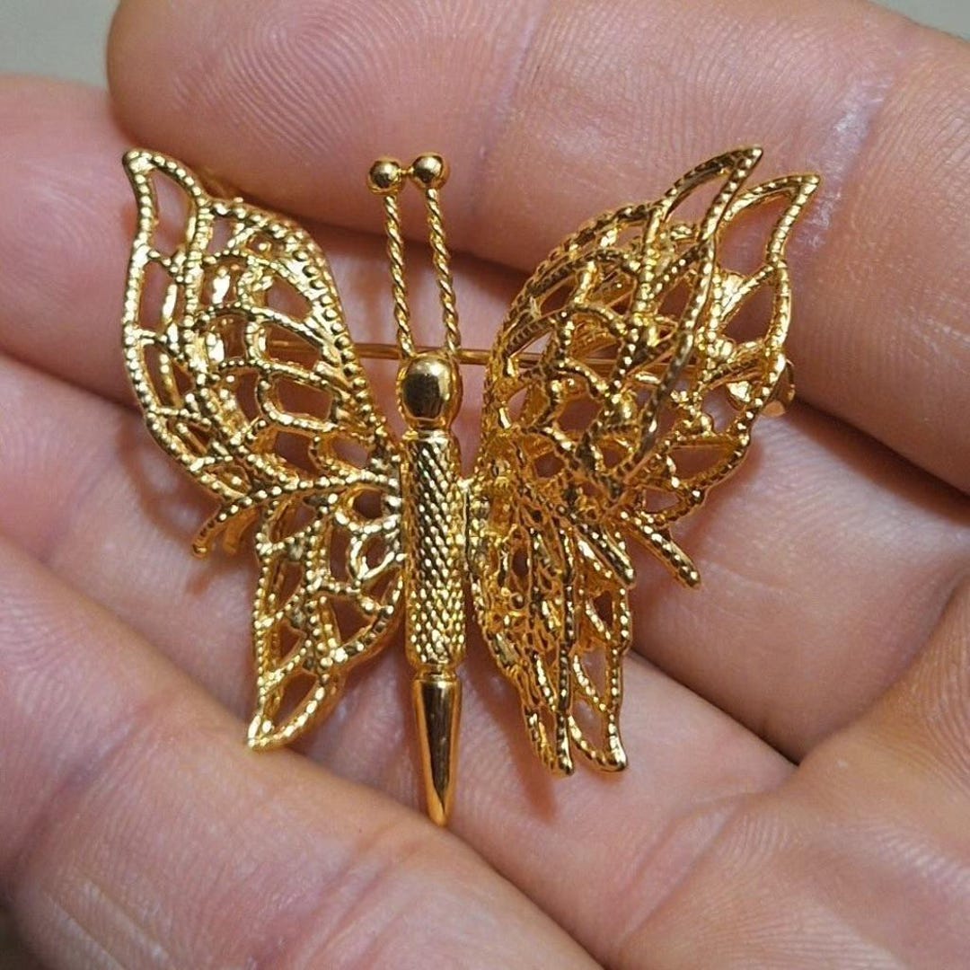 80s Monet Double Winged Butterfly Pin Brooch - Etsy